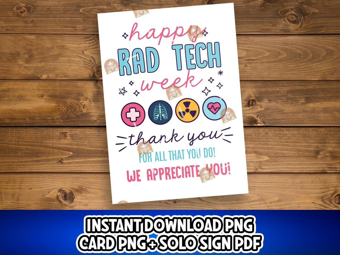 Rad Tech Week Sign Printable, Rad Tech Week Gift, Rad Tech Week Card ...
