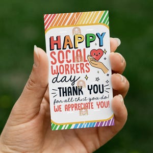 Social Workers Day Gift Tag Printable, Social Workers Week Tag, Social ...