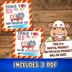 Firefighter Day Gift Tags Printable, Firefighter Appreciation Tags ...