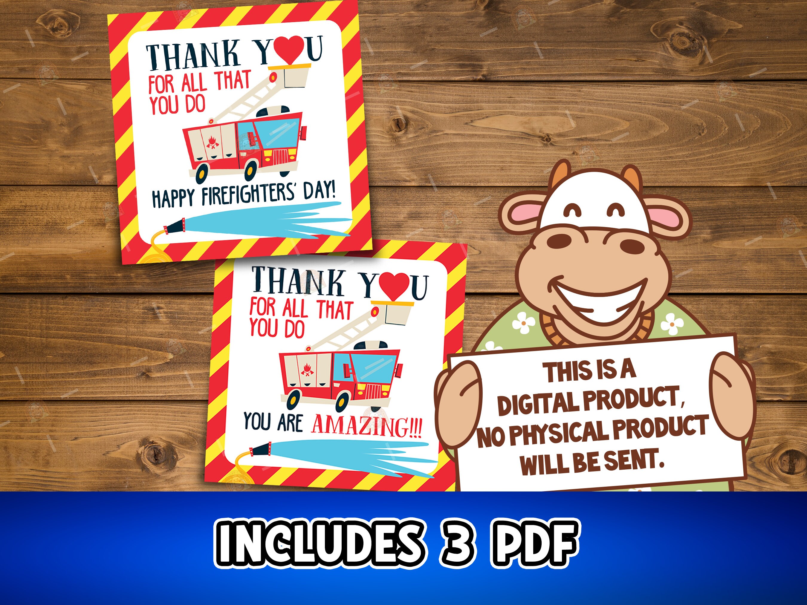 Firefighter Day Gift Tags Printable, Firefighter Appreciation Tags ...