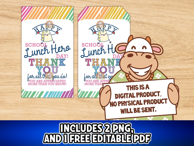 Printable School Lunch Hero Day Gift Tag, School Lunch Hero Day Tag ...