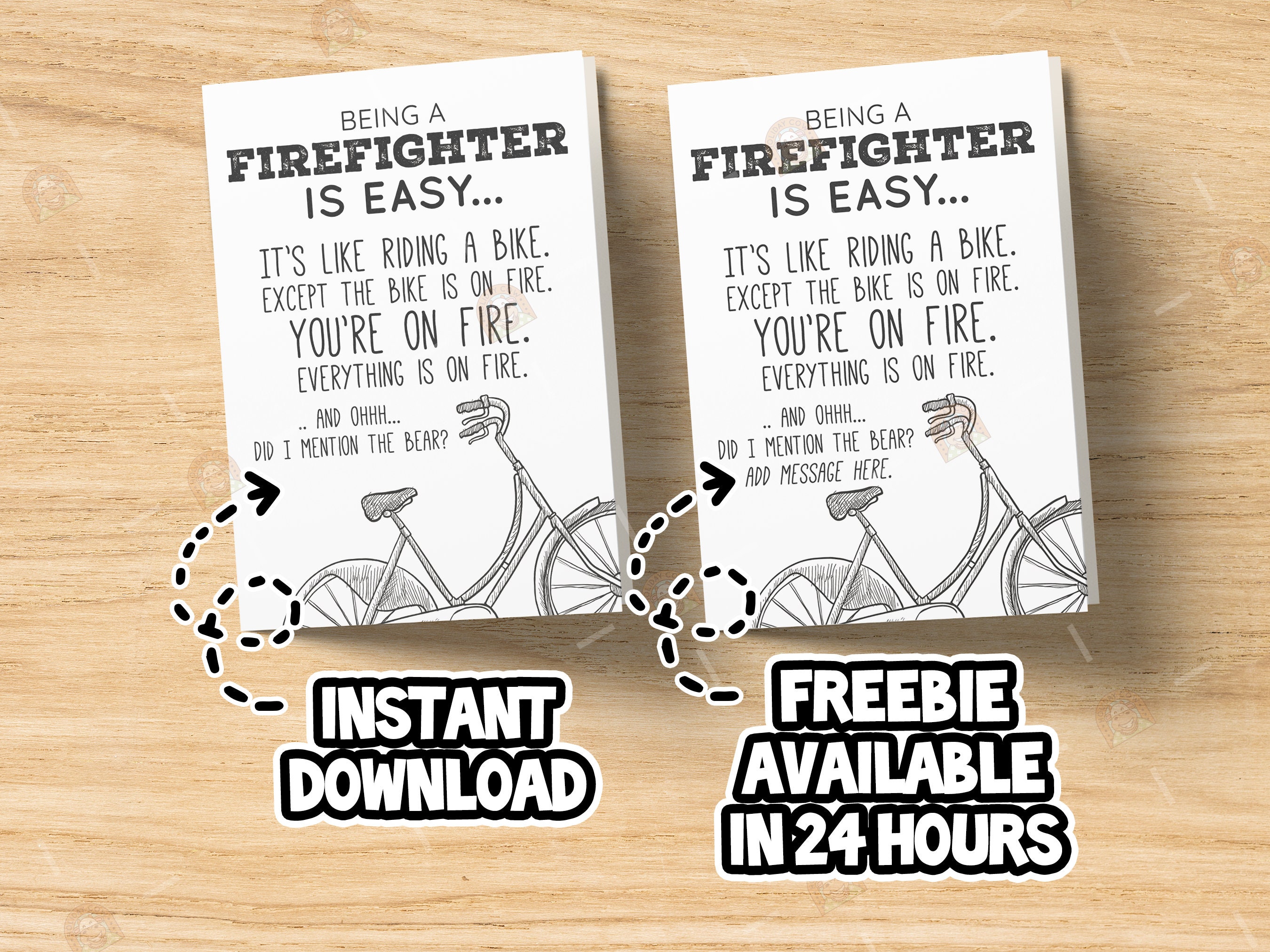 Firefighter Card Printable, Firefighter Gift, International ...
