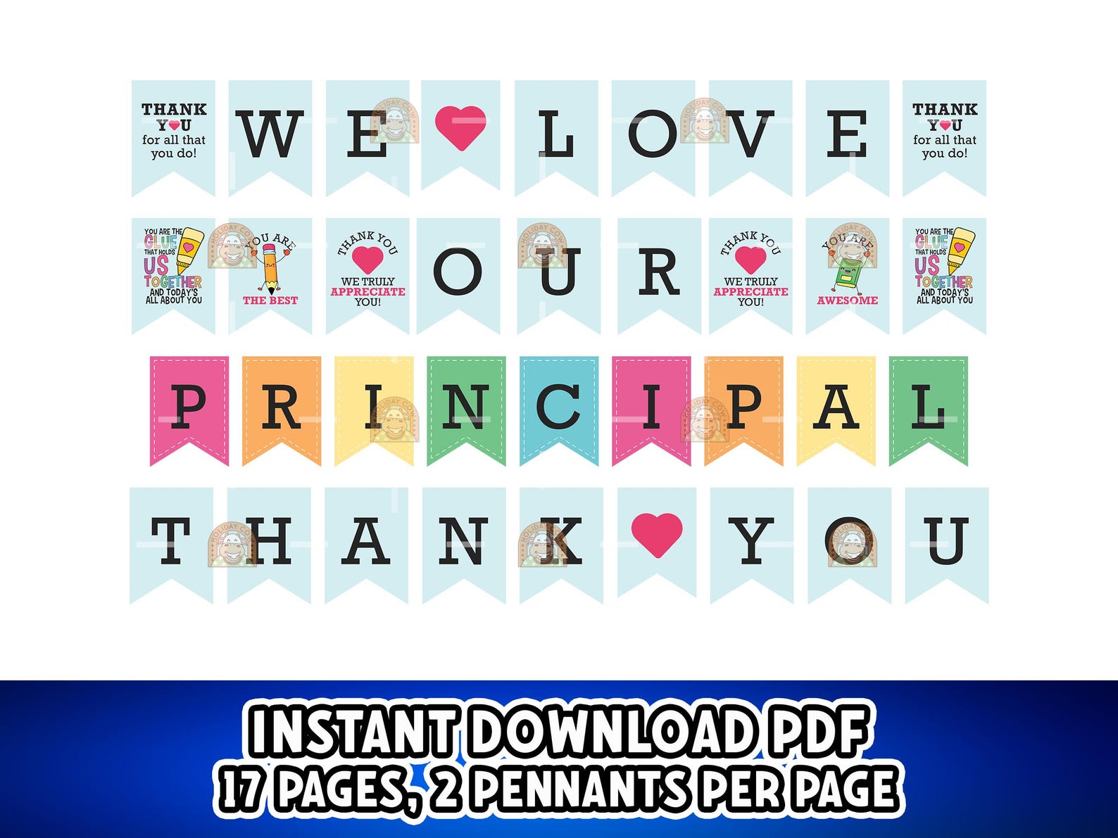 We Love Our Principal Banner Printable, National Principal's Day Banner ...