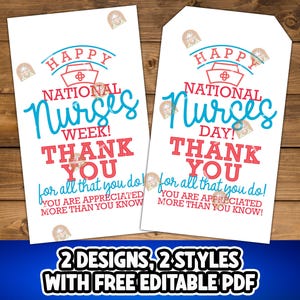 Nurses Week Gift Tag Printable, Nurse Appreciation, Nurse Thank You ...