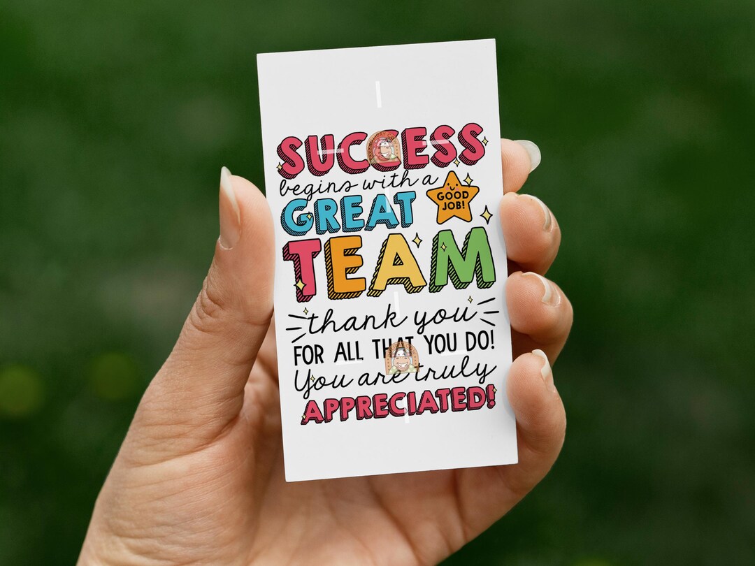 Team Appreciation Gift Tag Printable, Team Members Thank You, Team ...