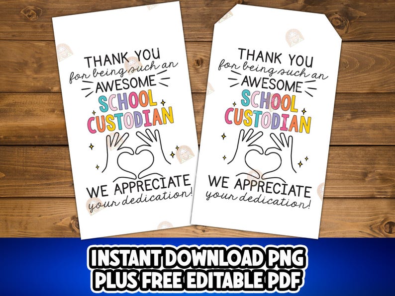School Custodian Gift Tag, Printable School Custodian Appreciation ...