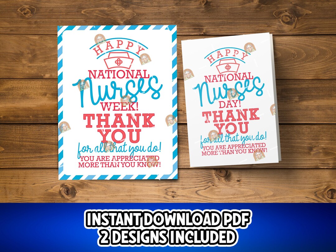 Nurses Week Card Printable, Nurse Appreciation Gift, Nurse Thank You ...