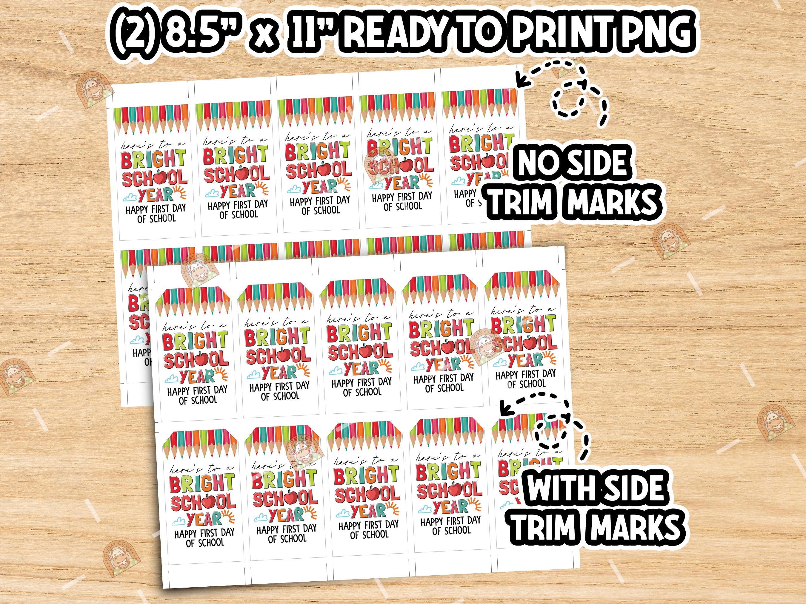 Back to School Tags, Here's to a Bright School Year Tag, Printable ...