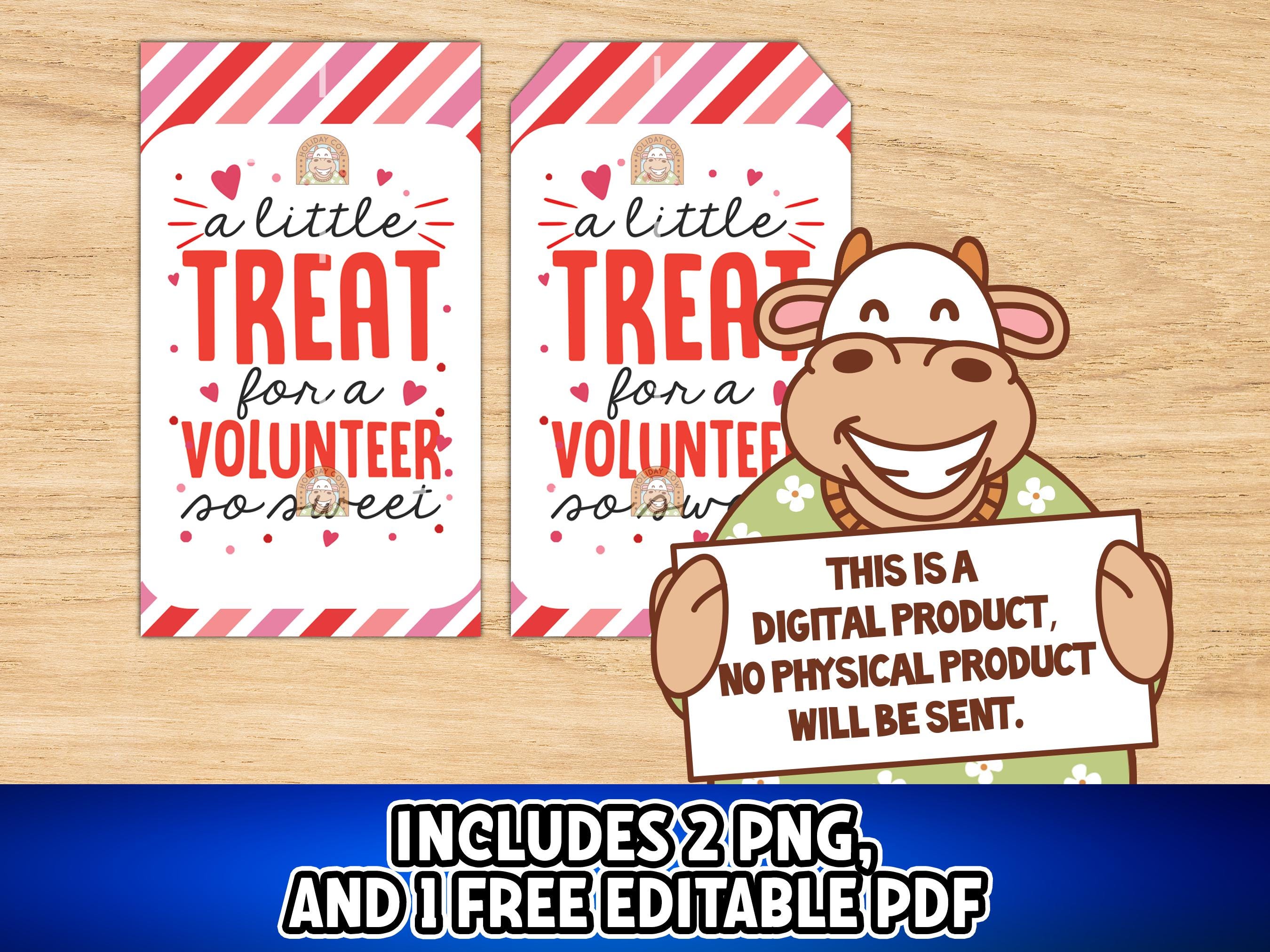 Valentine Volunteer Gift Tag Printable, Thank You Volunteer Valentine ...
