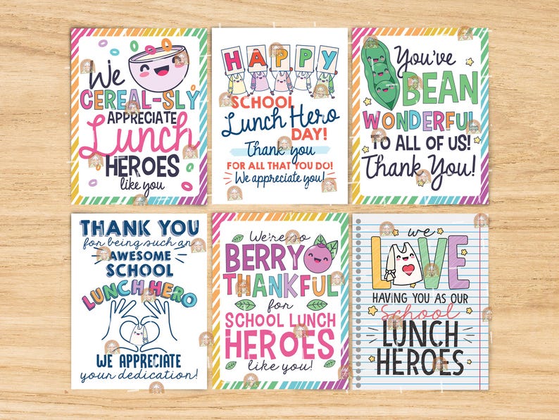 School Lunch Hero Day Signs, Printable School Lunch Hero Thank You ...