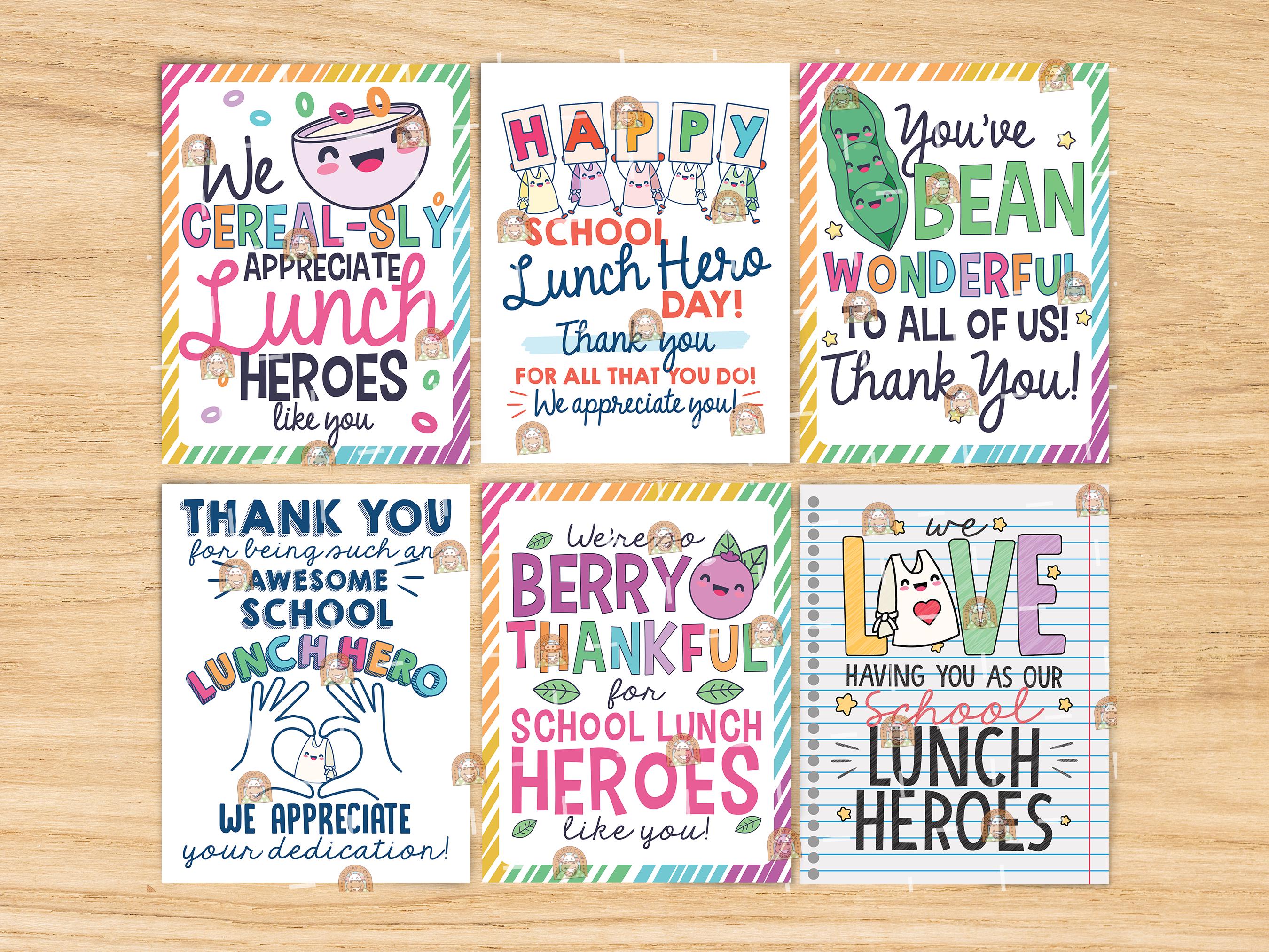 School Lunch Hero Day Signs, Printable School Lunch Hero Thank You ...