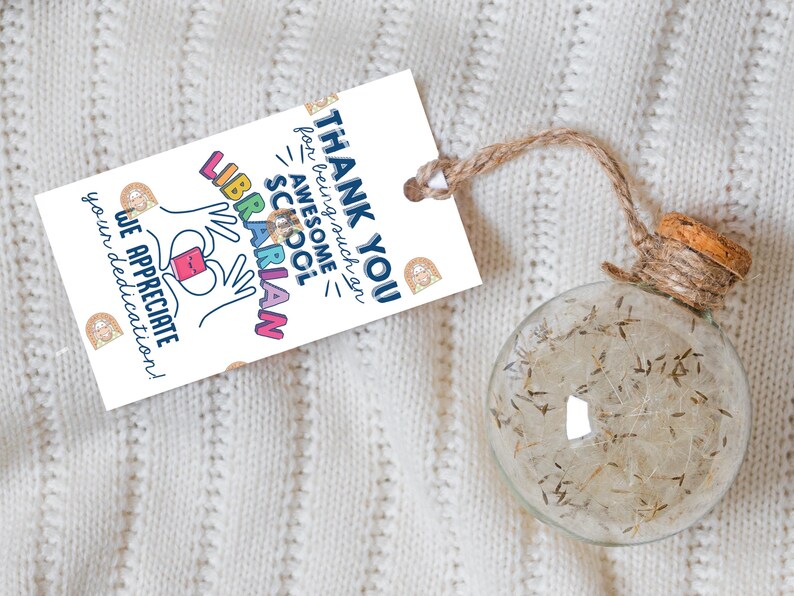 Librarian Gift Tag Printable, Librarian Tag, Librarian Thank You ...