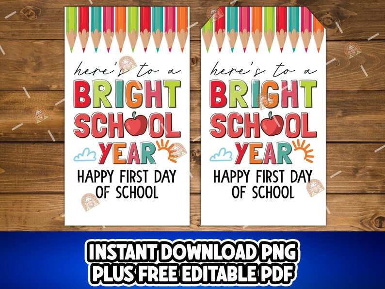 Back to School Tags, Here's to a Bright School Year Tag, Printable ...