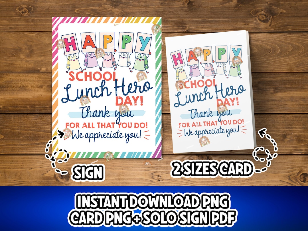School Lunch Hero Day Gift Printable, School Lunch Hero Day Card ...