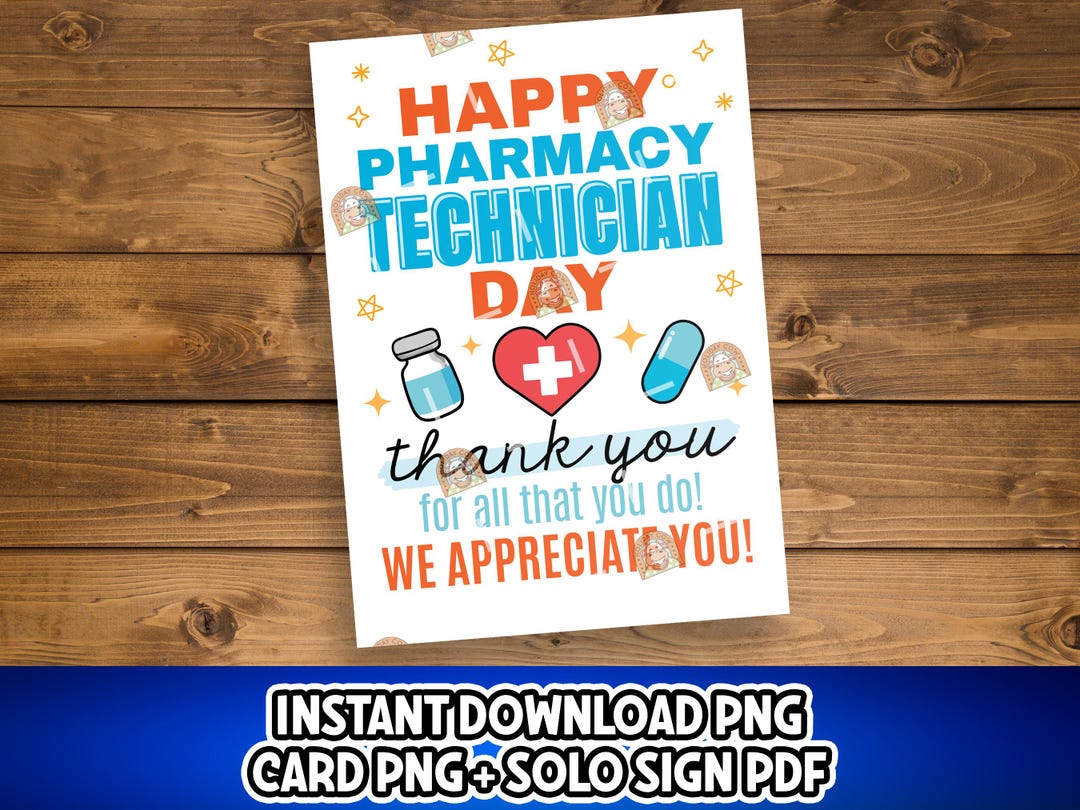 Pharmacy Tech Day Card Printable, Pharmacy Technician Day Gift ...