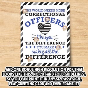 Correctional Officer Gift, Printable Correctional Officer Week Card ...