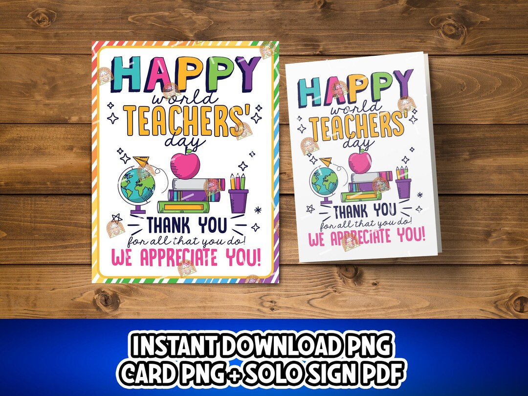 World Teachers' Day Card Printable, World Teachers Day Gift, Happy ...