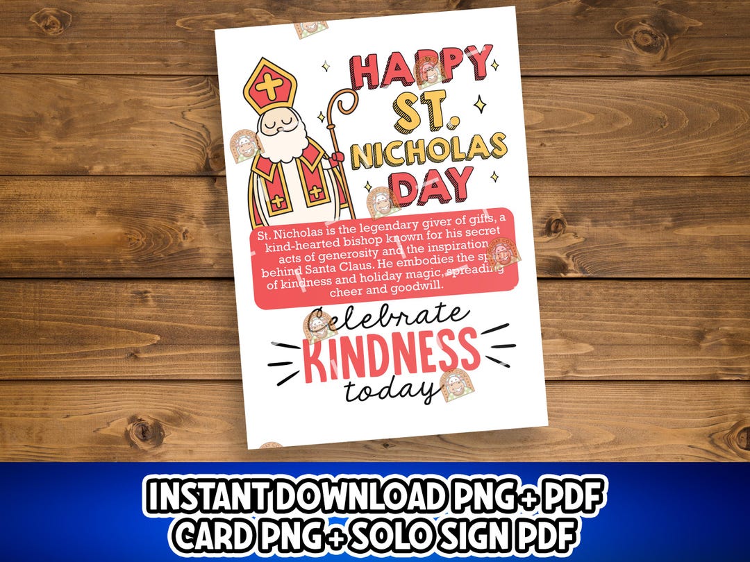 Saint Nicholas Day Card, Printable St Nicholas Day Card, St. Nicholas ...