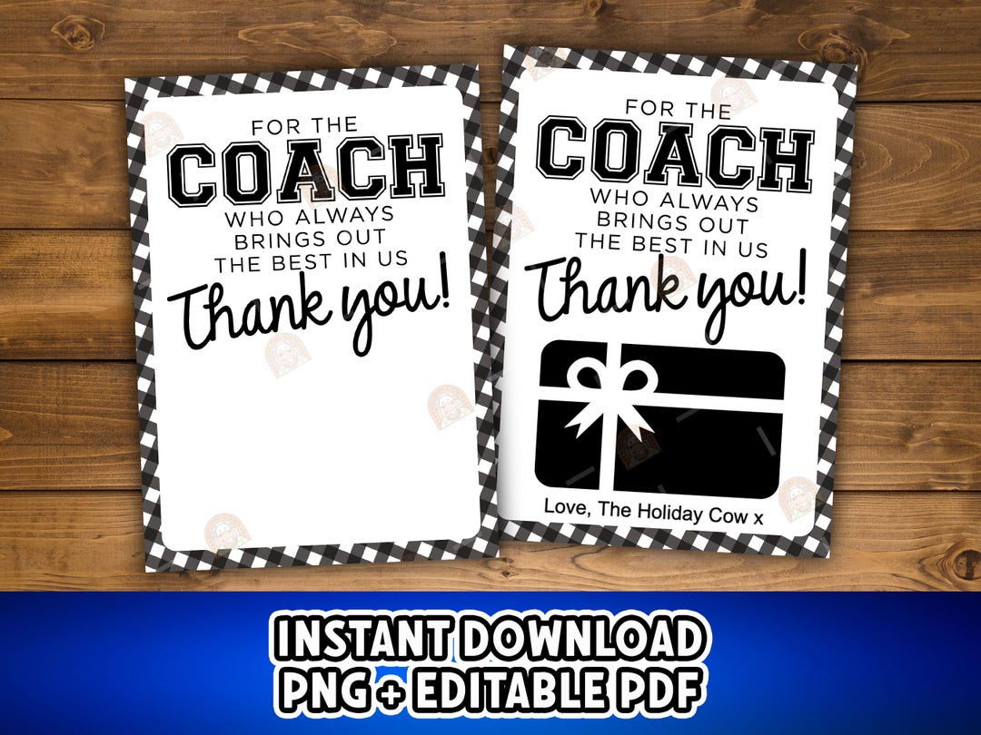 Coach Gift Card Holder Printable, National Coach Day Gift Card Holder ...