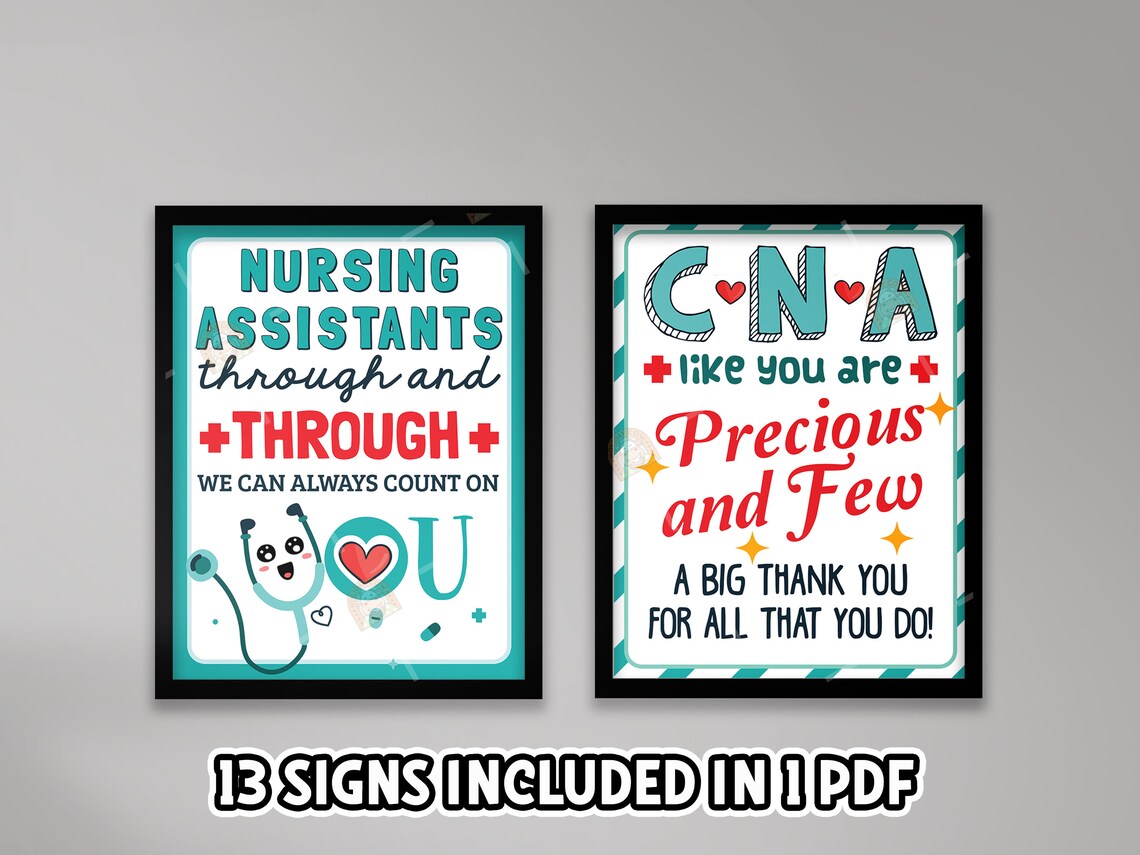 CNA Week Signs Printable Bundle, Certified Nursing Assistant Gifts, CNA Appreciation Poster, CNA ...