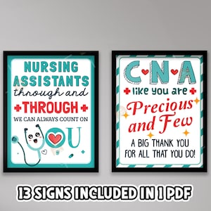 CNA Week Signs Printable Bundle, Certified Nursing Assistant Gifts, CNA ...