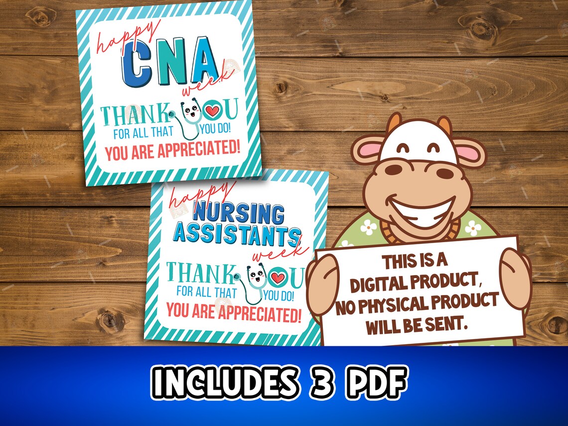 CNA Week Tags Printable, Certified Nursing Assistant Week Tag, Cna ...