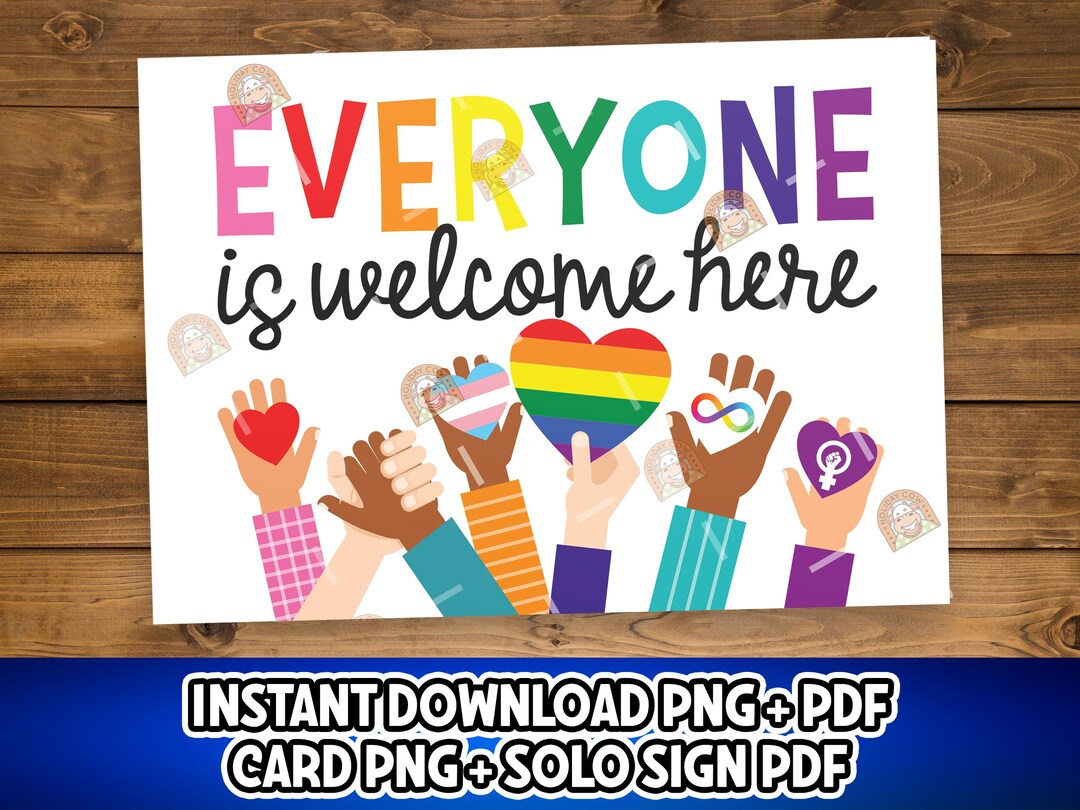 Everyone is Welcome Here Sign, Printable Inclusive Classroom Décor, No ...