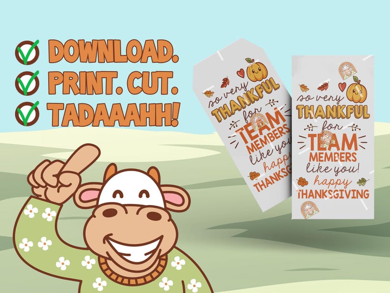 Thanksgiving Coworker Thank You Gift Tag, Printable Thanksgiving Favors ...