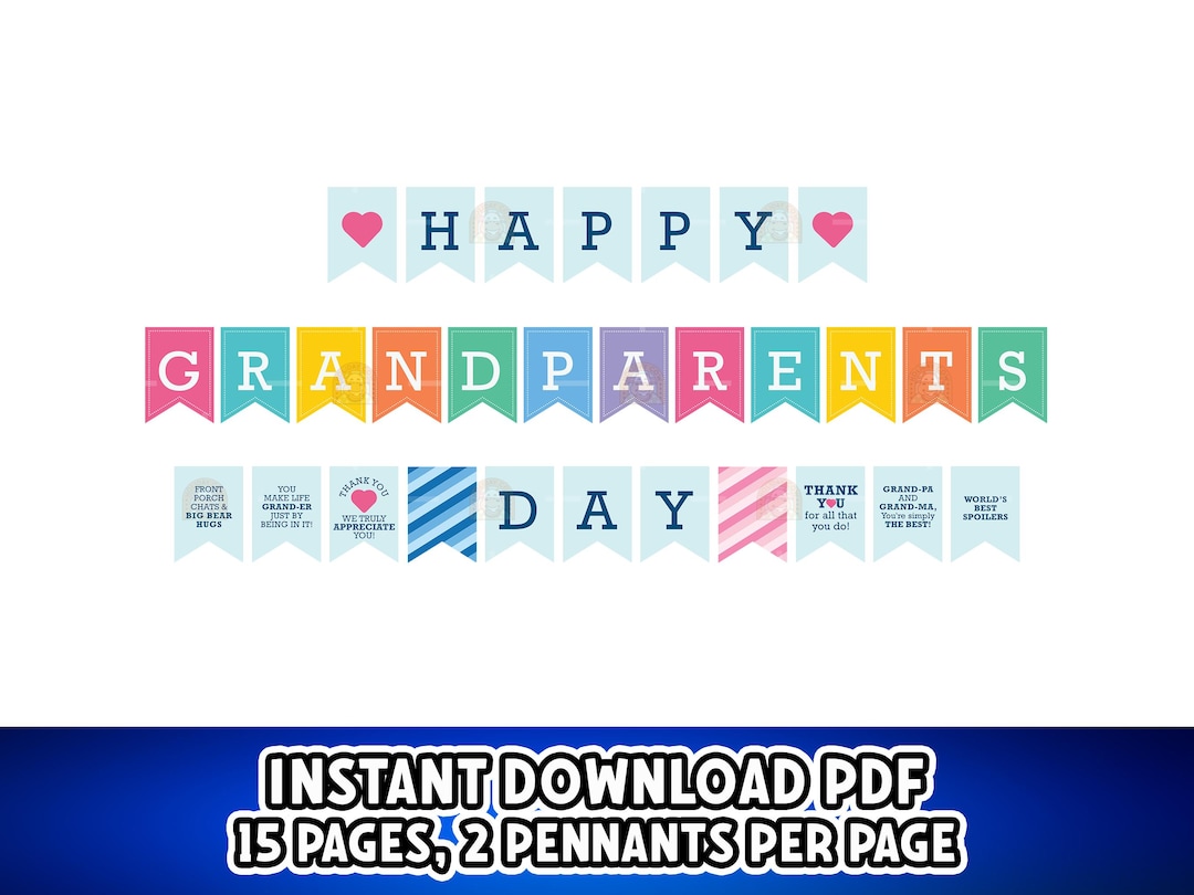 Grandparents Day Banner Printable, Thank You Grandparents Banner for ...