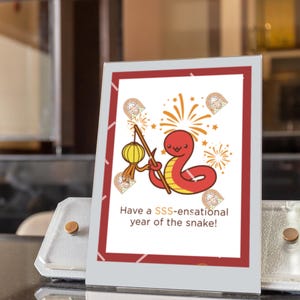 Lunar New Year 2025 Card Printable, Year of the Snake, Punny Chinese ...