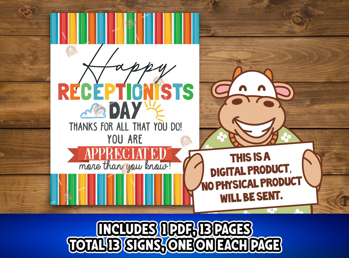 Receptionists Sign Bundle, Printable Happy Receptionists Day Poster ...