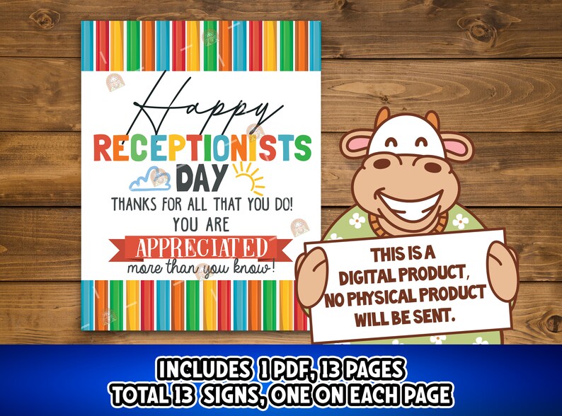 Receptionists Sign Bundle, Printable Happy Receptionists Day Poster ...
