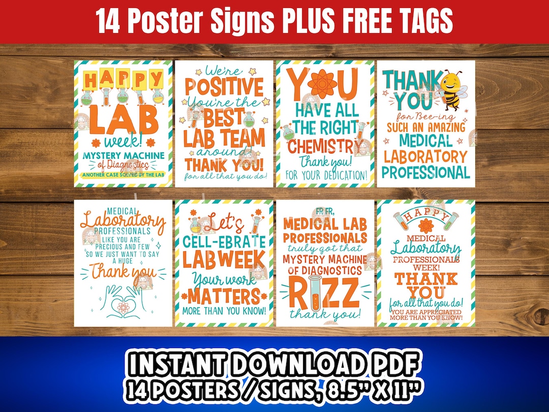 Lab Week Signs Printable, Lab Week Décor, Medical Laboratory ...