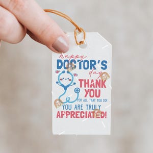 Doctor's Day Gift Tag Printable, Thank You Doctor Gift Tag, National ...