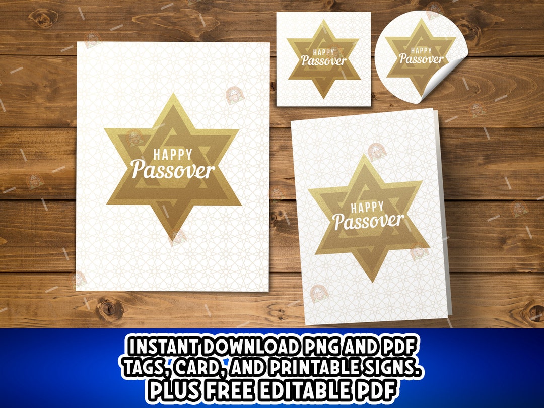 Passover Tags, Passover Cards, Printable Passover Decor, Happy Passover ...