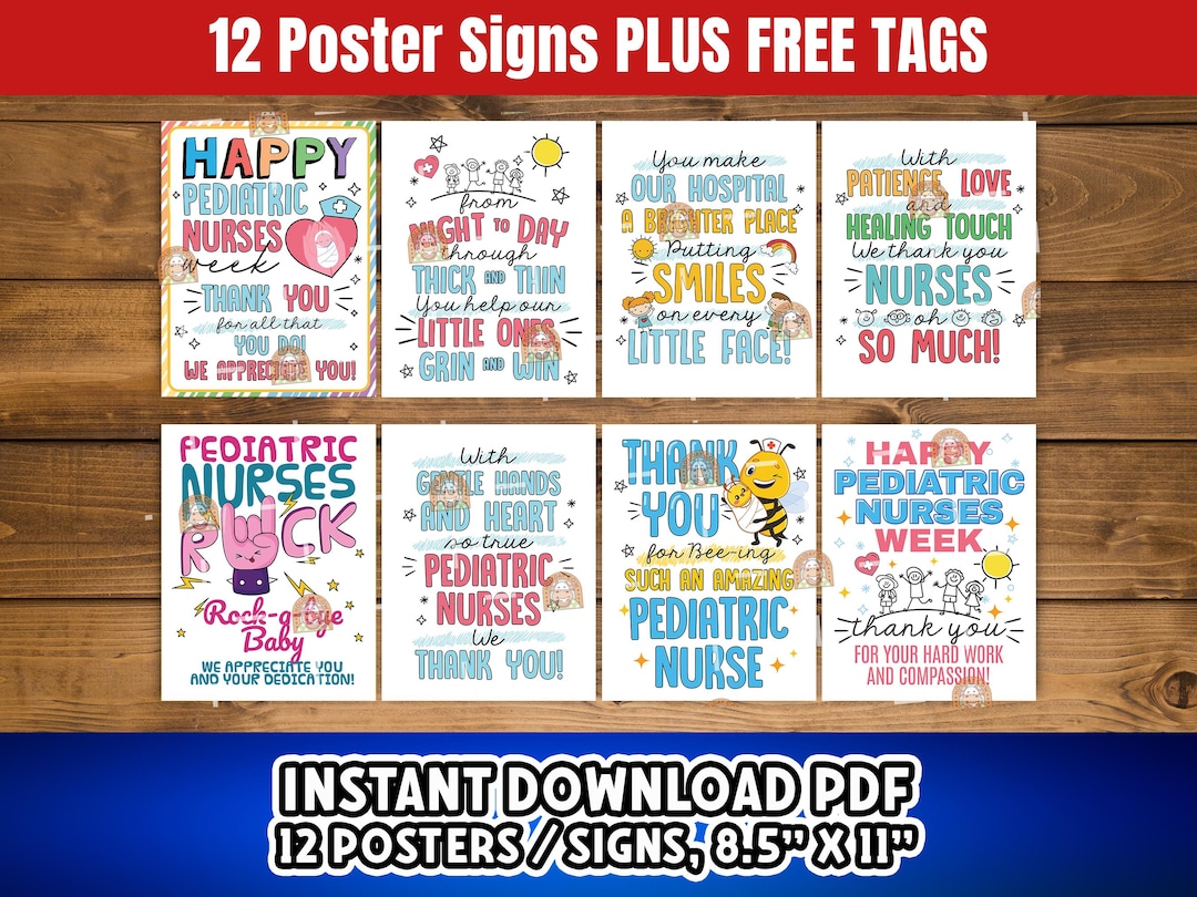 Pediatric Nurses Week Sign Printable, Thank You Pediatric Nurse Gift ...