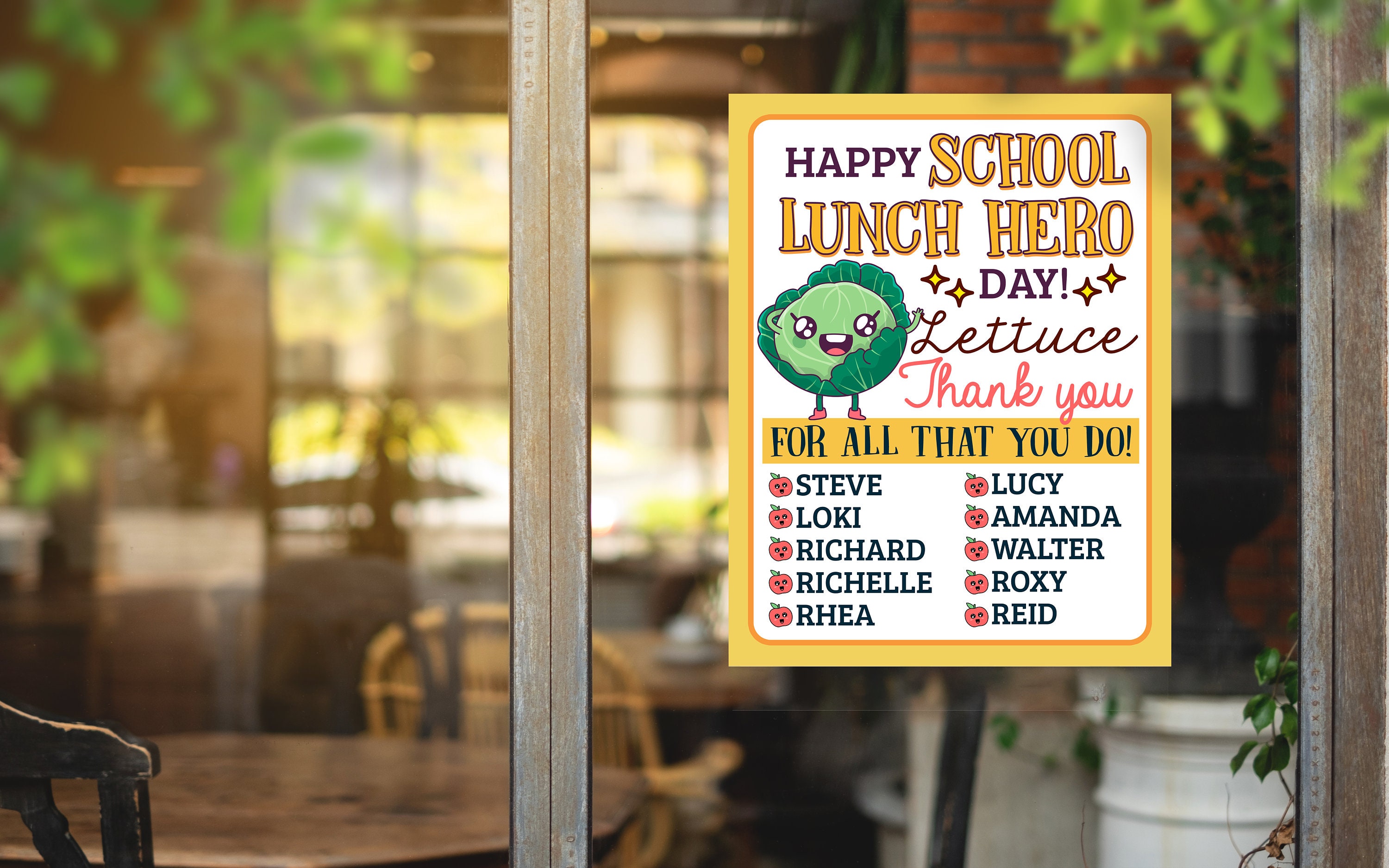 Personalized School Lunch Hero Day Sign Printable, School Lunch Hero ...