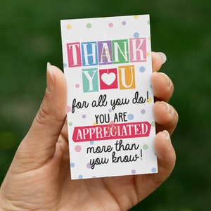 Teacher Appreciation Gift Tags Printable, Teacher Thank You Gift Tag ...