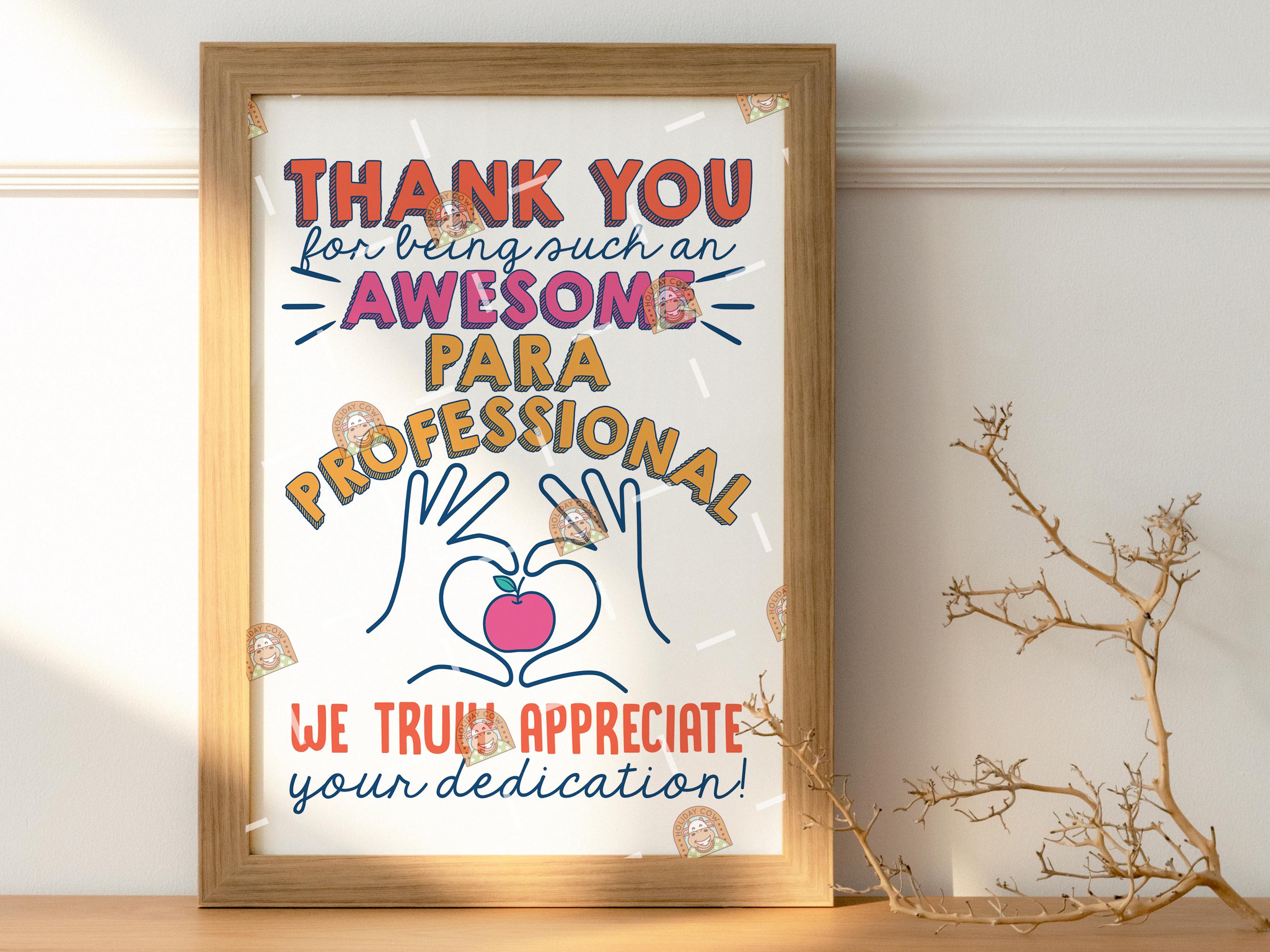 Paraprofessional Gift, Thank You Paraprofessional Card, Para ...