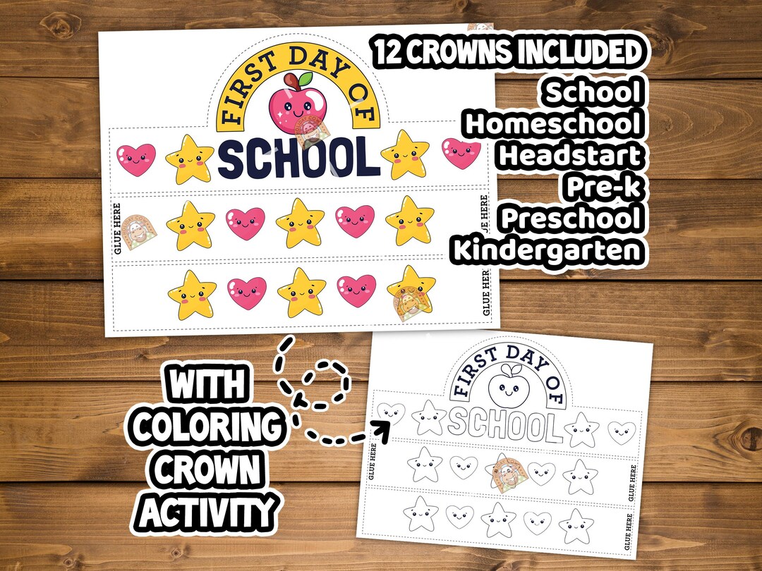 First Day of School Crown Printable, Pre-k Back to School Crown ...