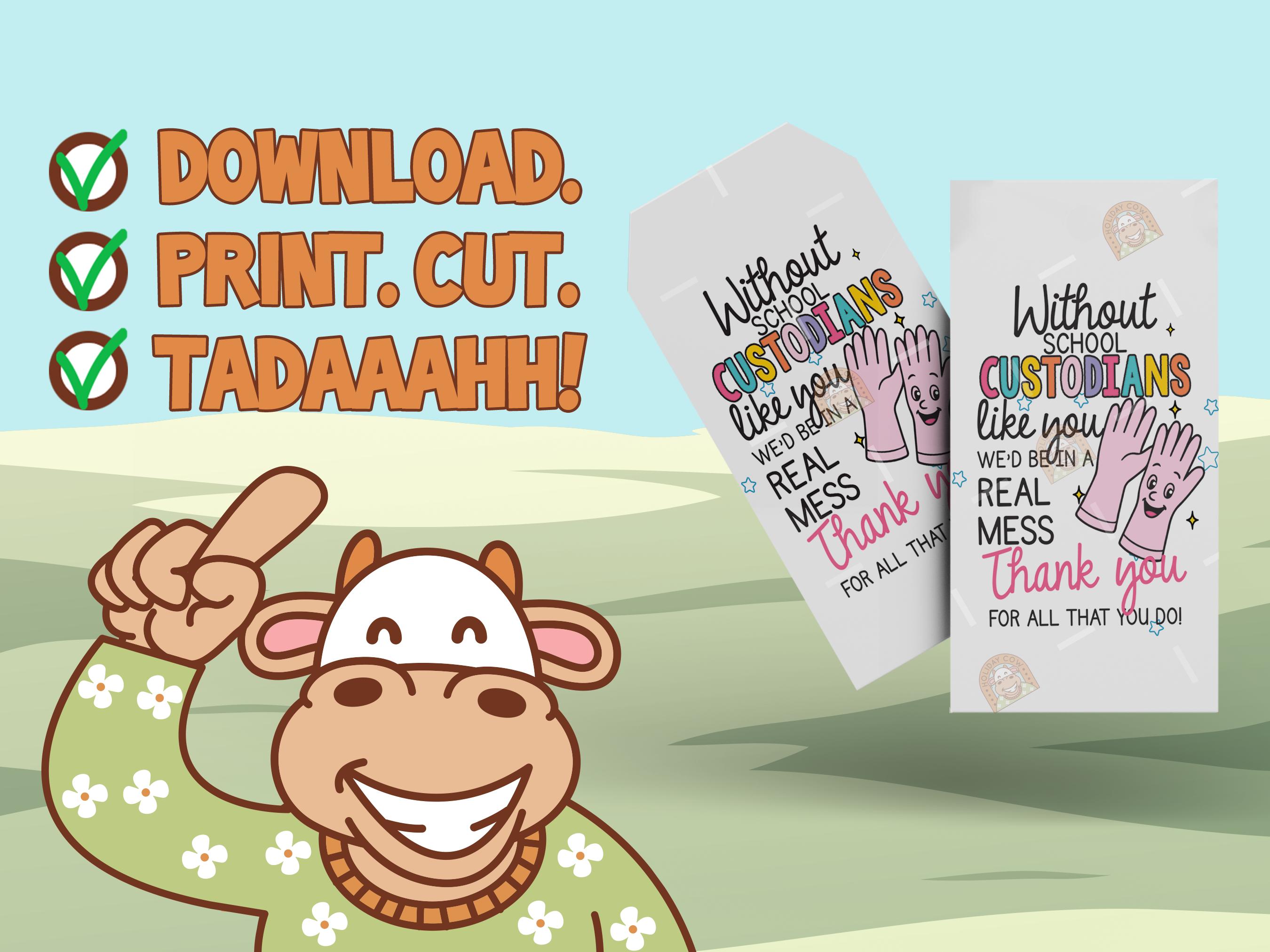 Funny School Custodian Gift Tag, Printable School Custodian ...