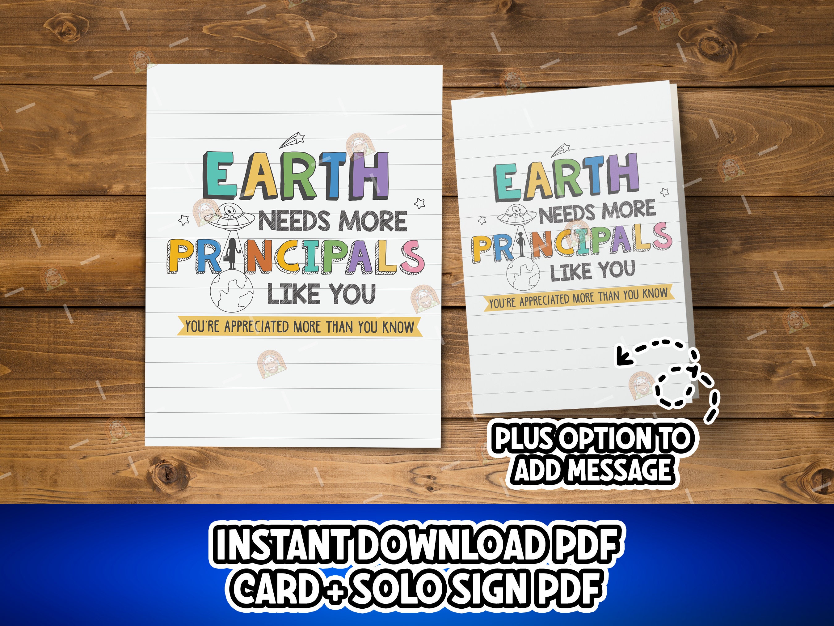 Principal Appreciation Card Printable, School Principal Gift, National ...