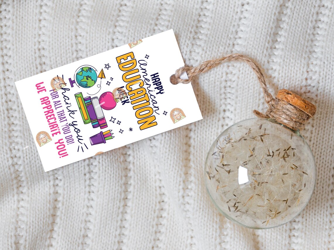 American Education Week Tags, Thank You Teacher Tag, Educator Tag ...