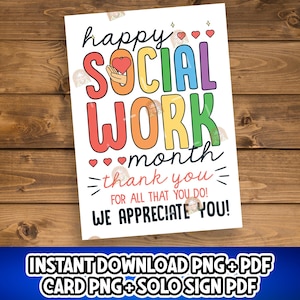 Printable Social Work Month Gift, Thank a Social Worker Card, Happy ...