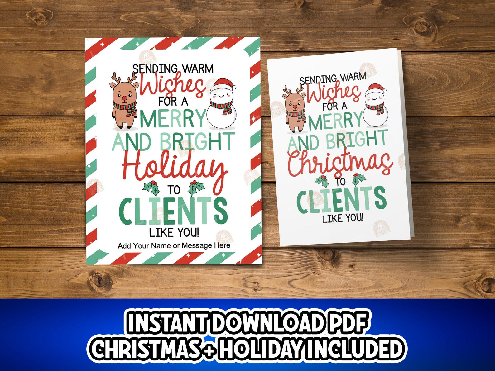 Clients Christmas Gift Printable, Merry and Bright Christmas Wishes for ...