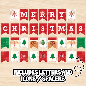 Merry Christmas Banner Printable, Xmas Banner for Christmas Decor ...