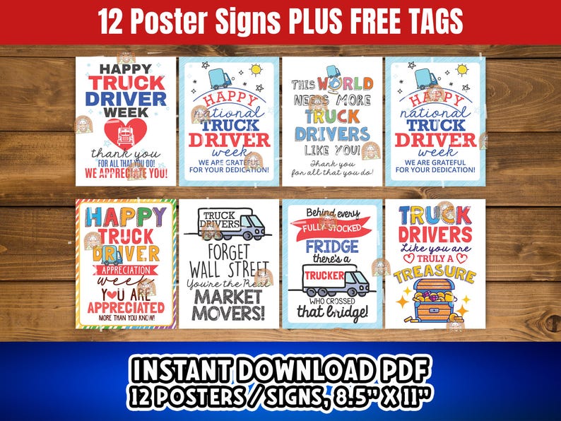 Truck Driver Appreciation Week Signs Printable, Truck Driver ...