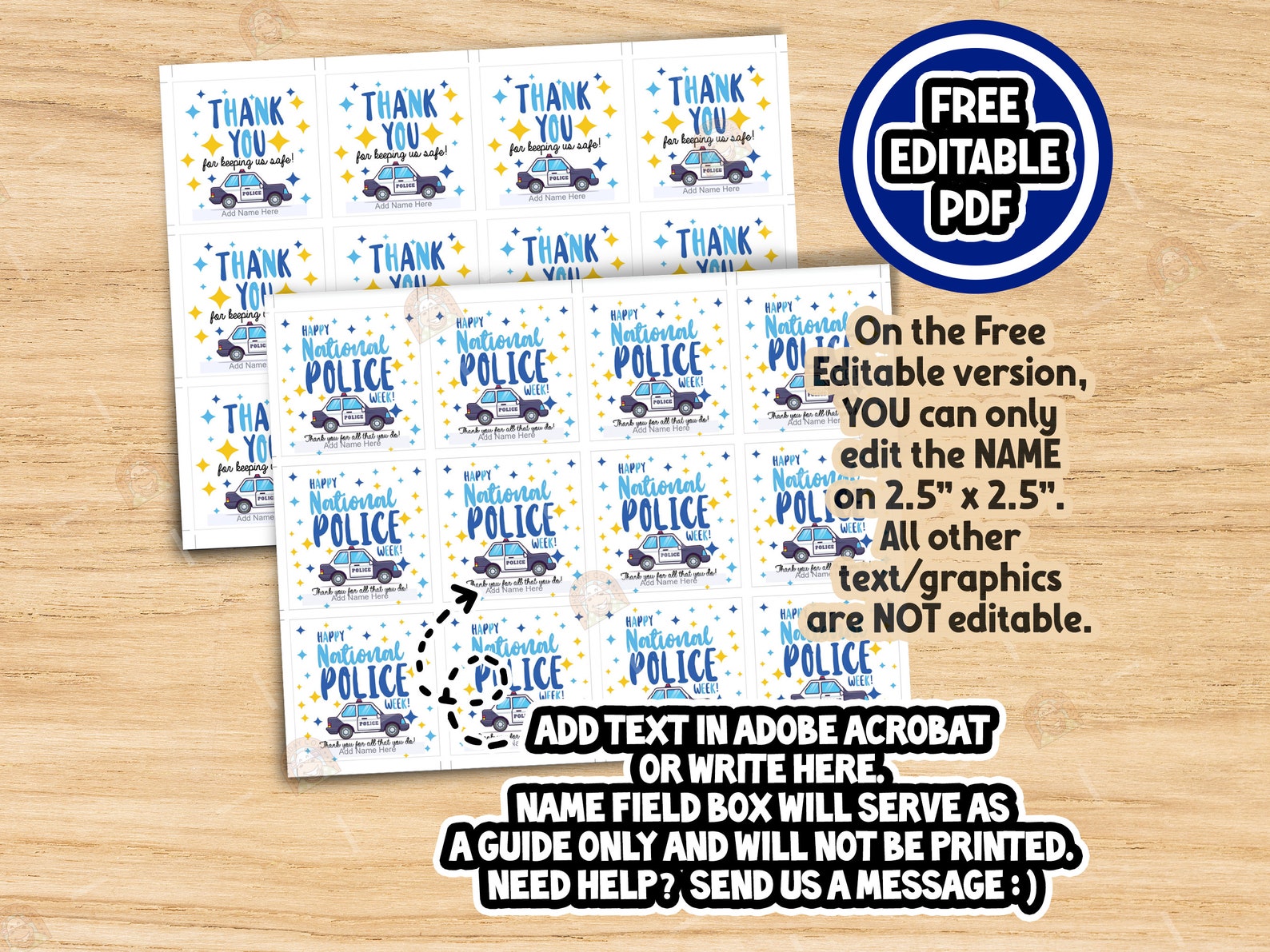Police Week Tags Printable, National Police Officers Week Gift Tag ...
