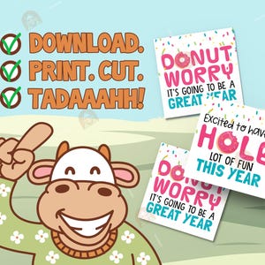 Back to School Tags, Printable Donut Worry Tags, Donut Gift Tag, First ...