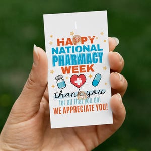 Pharmacy Week Tags Printable, Pharmacist Thank You Gift Tag, Happy ...